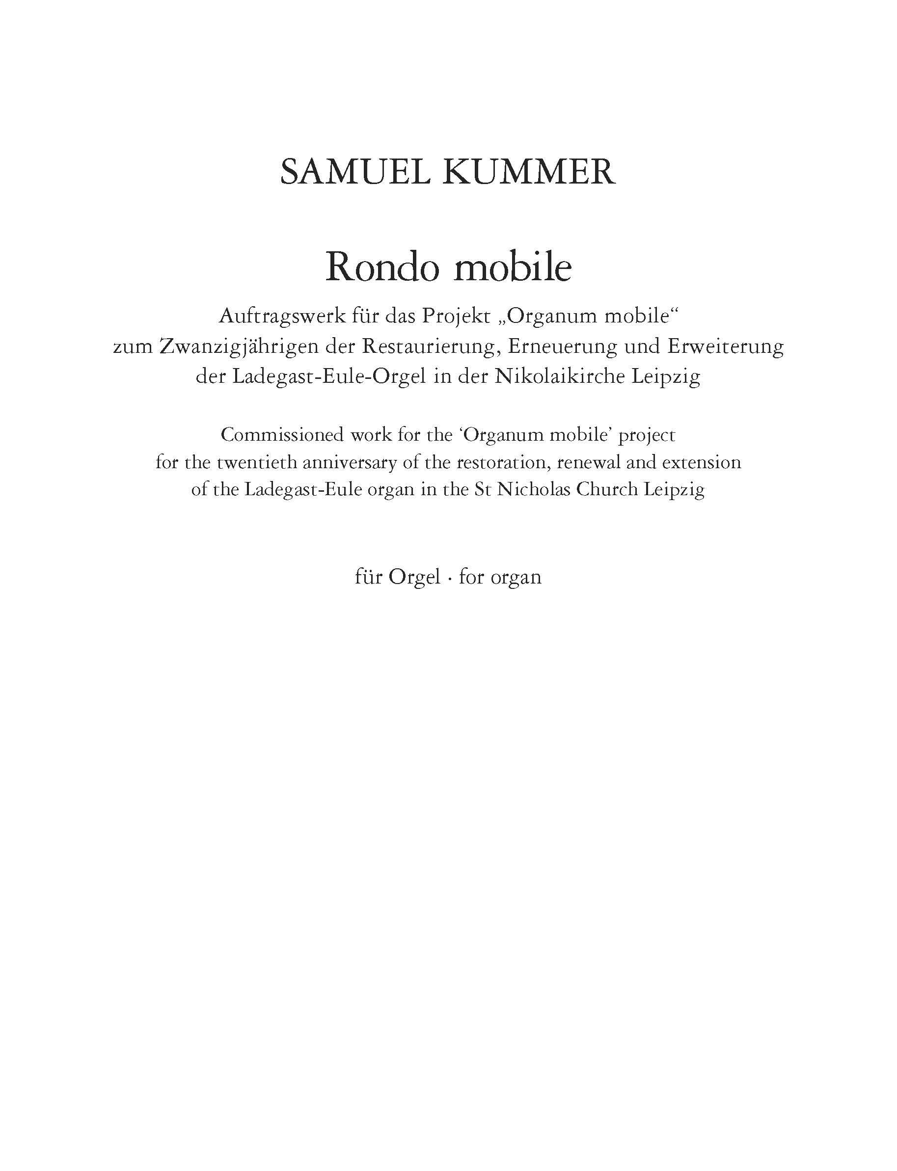 Samuel Kummer: Rondo Mobile (Organ Solo) Digital Sheet Music Download ...