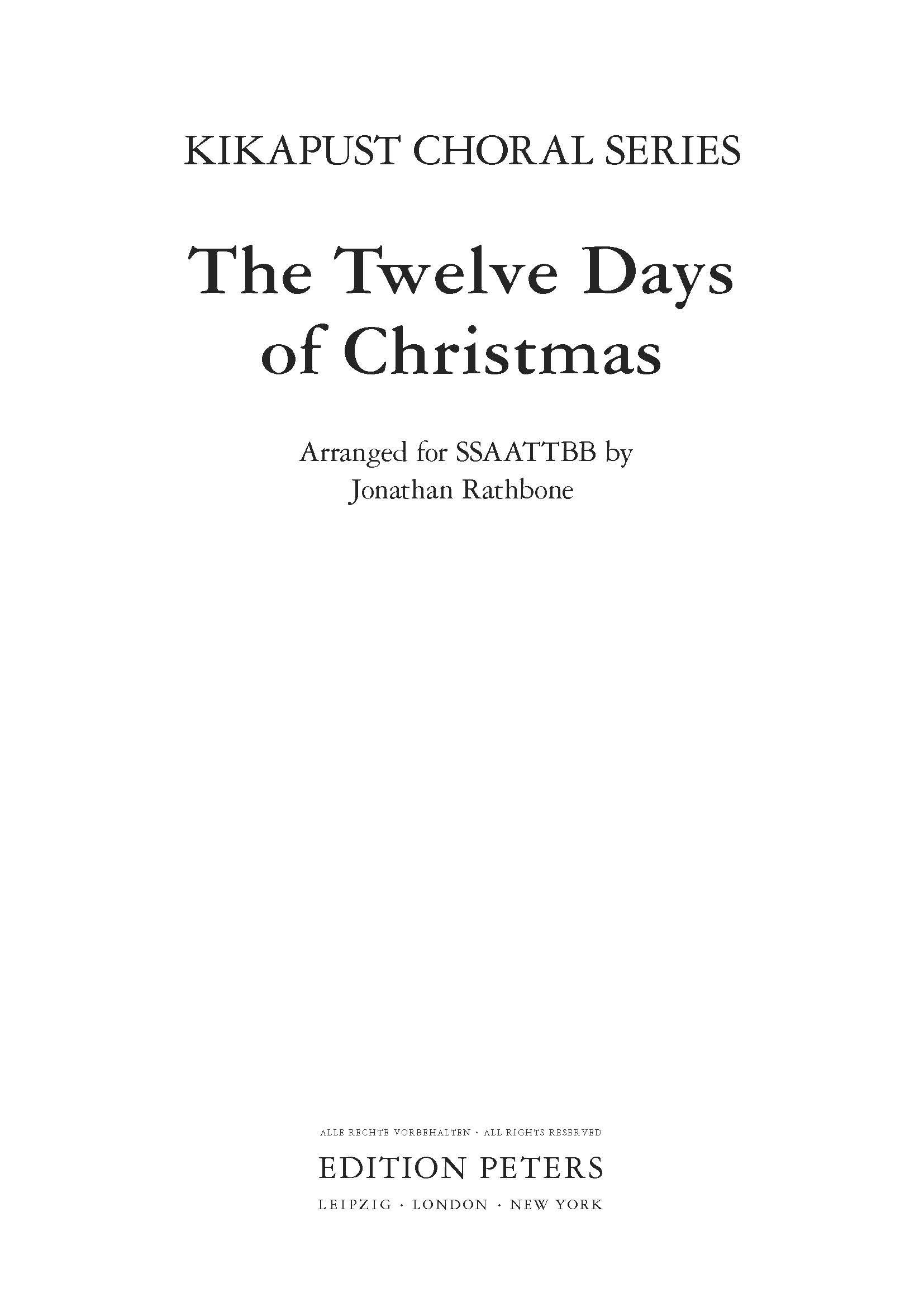 Jonathan Rathbone: The Twelve Days Of Christmas (SSAATTBB) Digital ...
