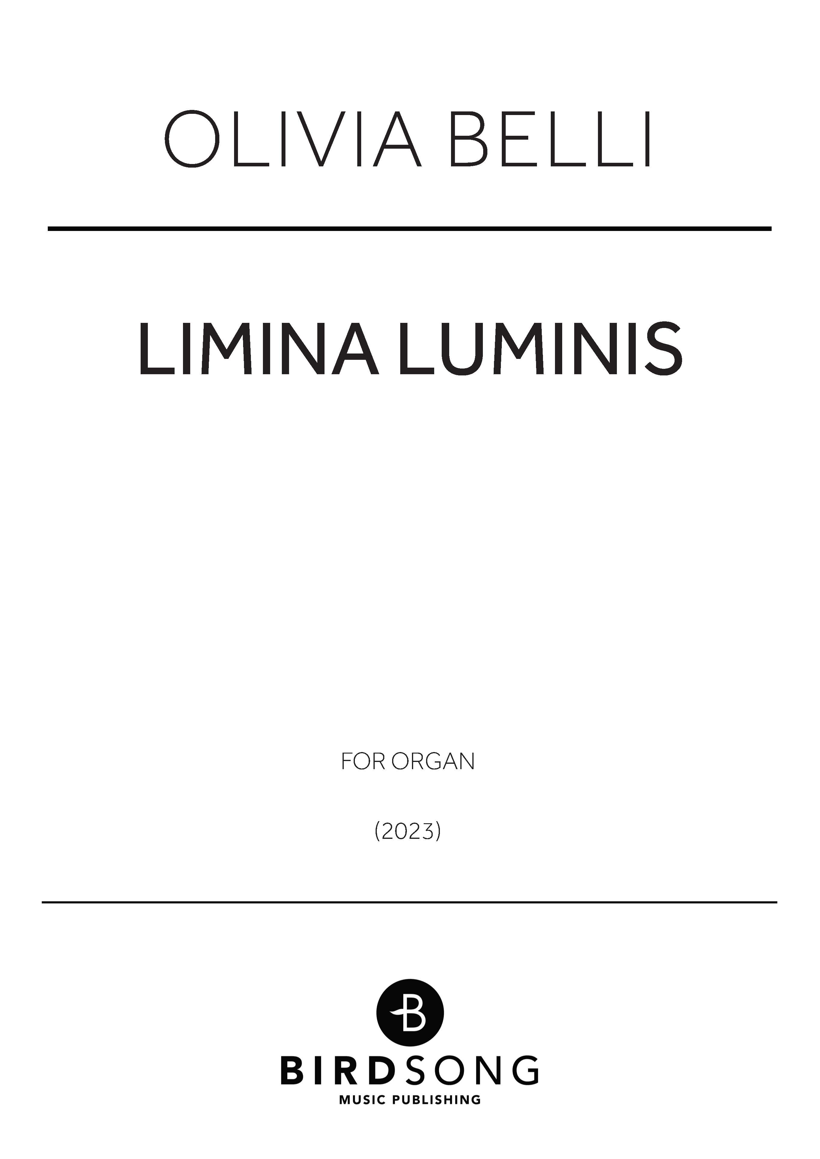 Olivia Belli: Limina Luminis (Organ Solo) | Faber Music