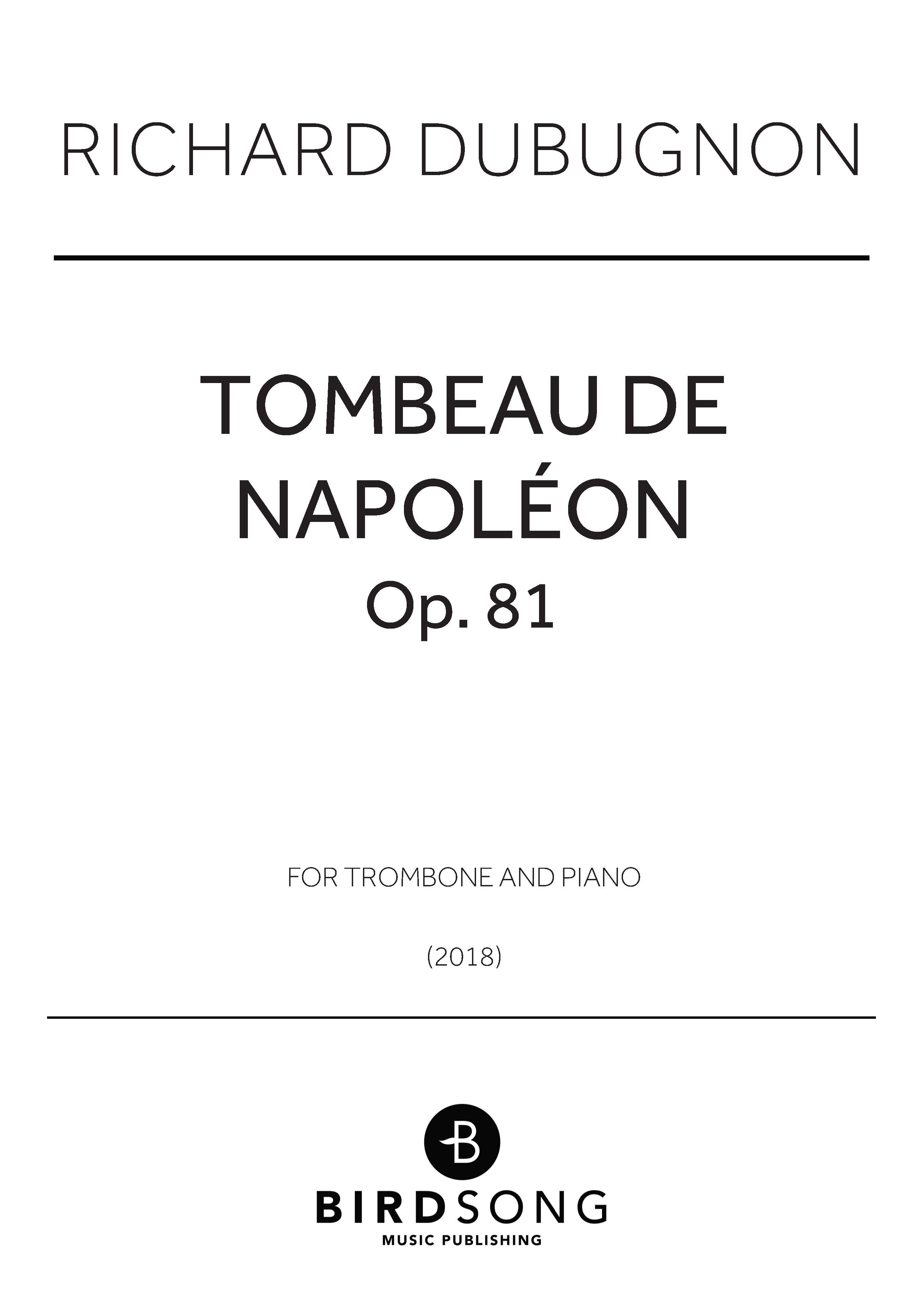 Richard Dubugnon: Tombeau de Napoléon (Trombone and Piano) | Faber Music