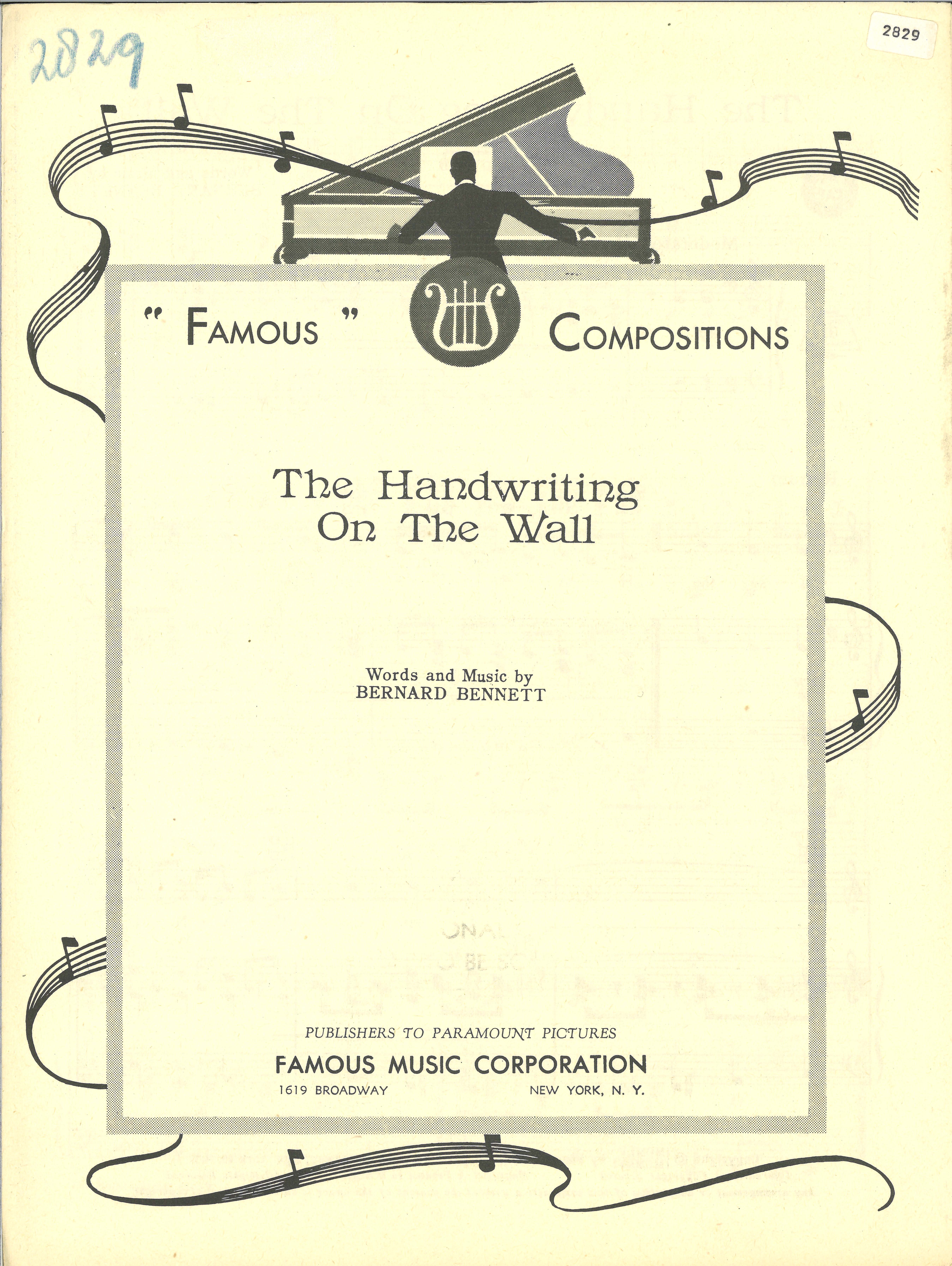 Bernard Bennett: The Handwriting On The Wall (Piano/Vocal/Guitar ...