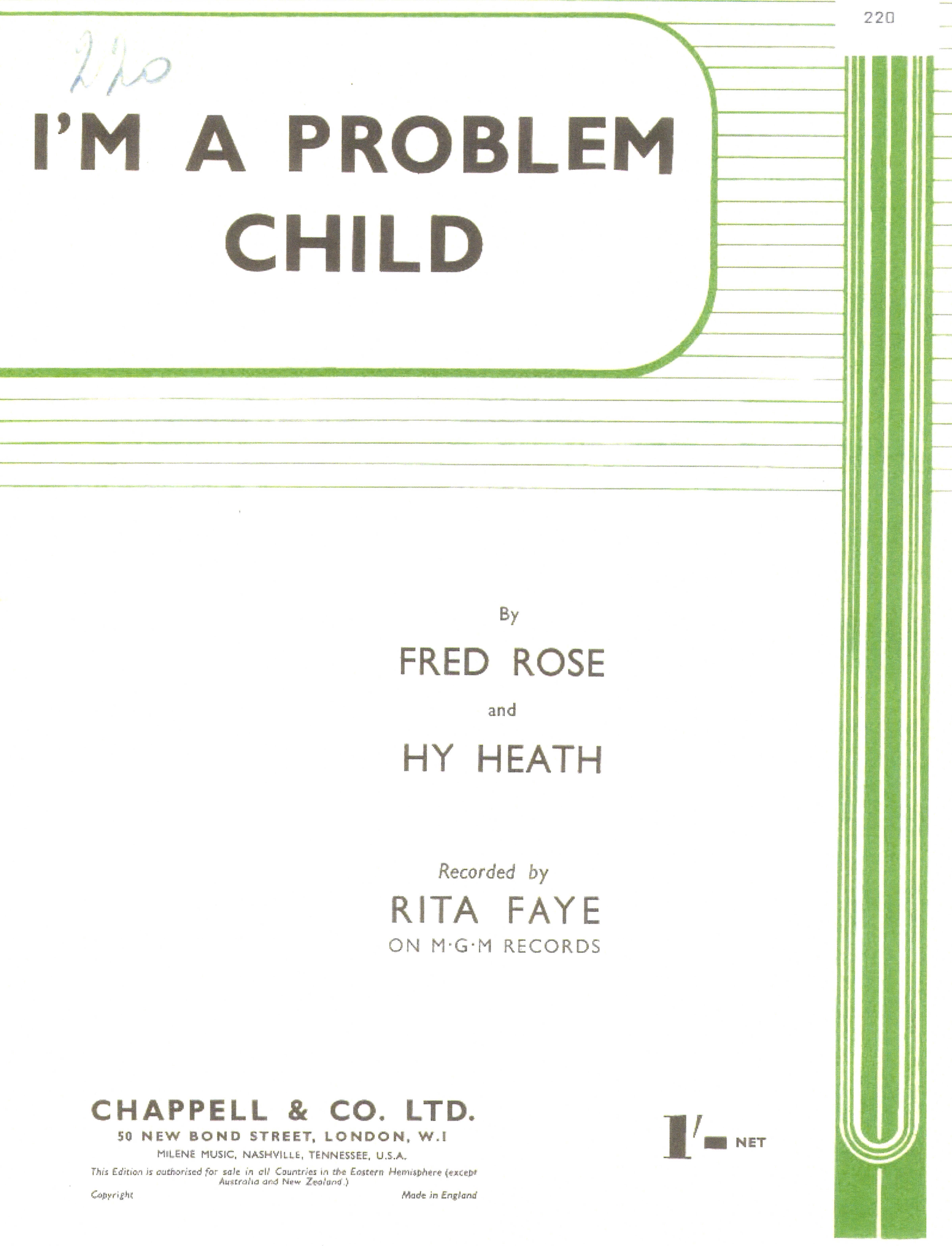 Rita Faye: I'm A Problem Child (Piano/Vocal/Guitar) Digital Sheet Music ...