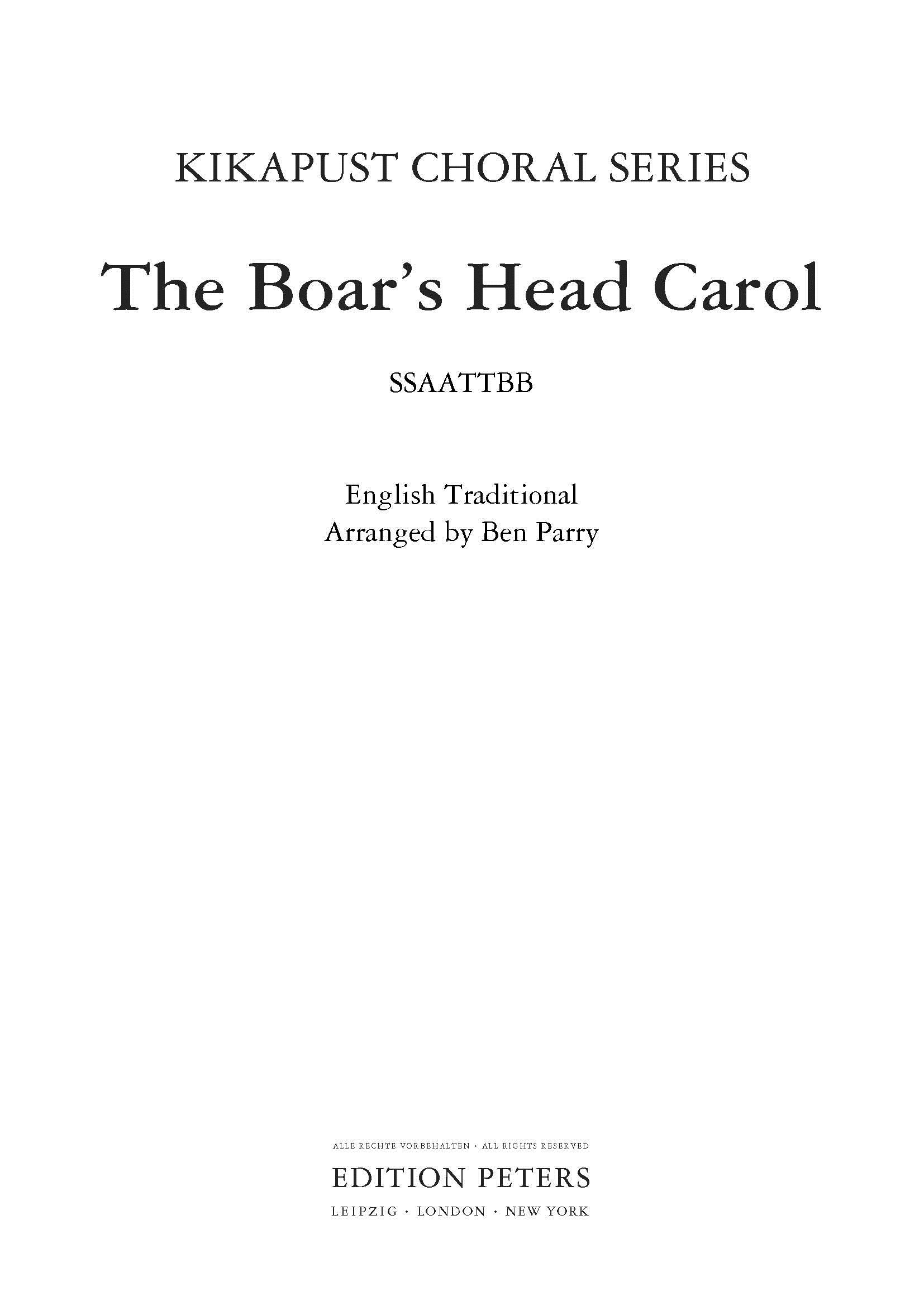 Ben Parry: The Boar's Head Carol (SSAATTBB) Digital Sheet Music ...