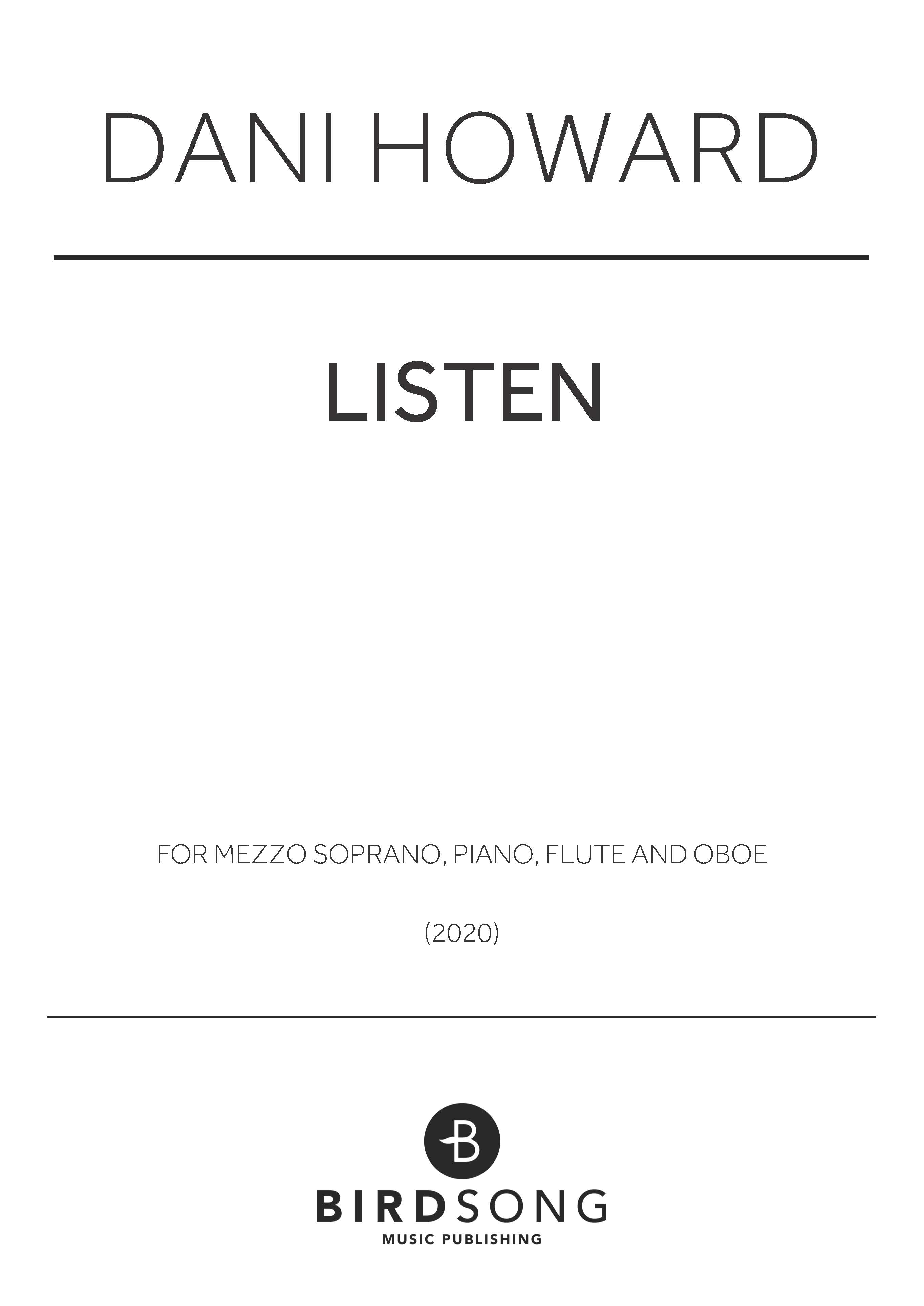 Dani Howard : Listen - Flute, Piano, Oboe, Mezzo Soprano - Faber Digital :: All Digital Sheet ...