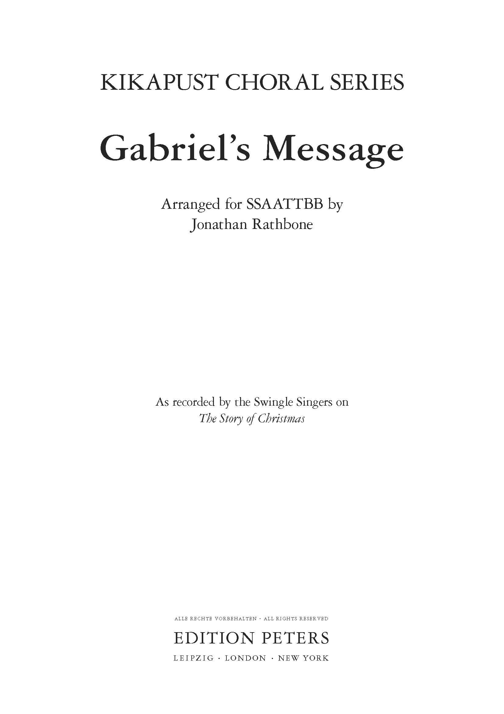 Jonathan Rathbone: Gabriel's Message (The Angel Gabriel) (SSAATTBB ...